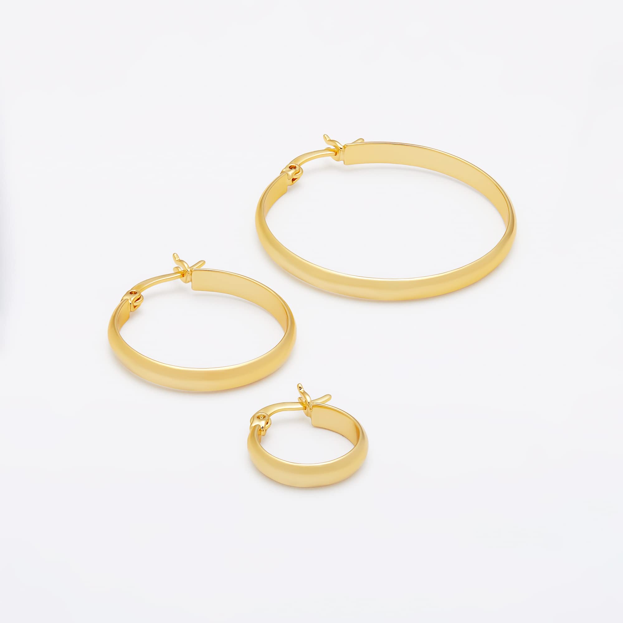 Amazon Essentials 14K Gold Plated Chunky Rounded Hoop 15mm, Yellow Gold
