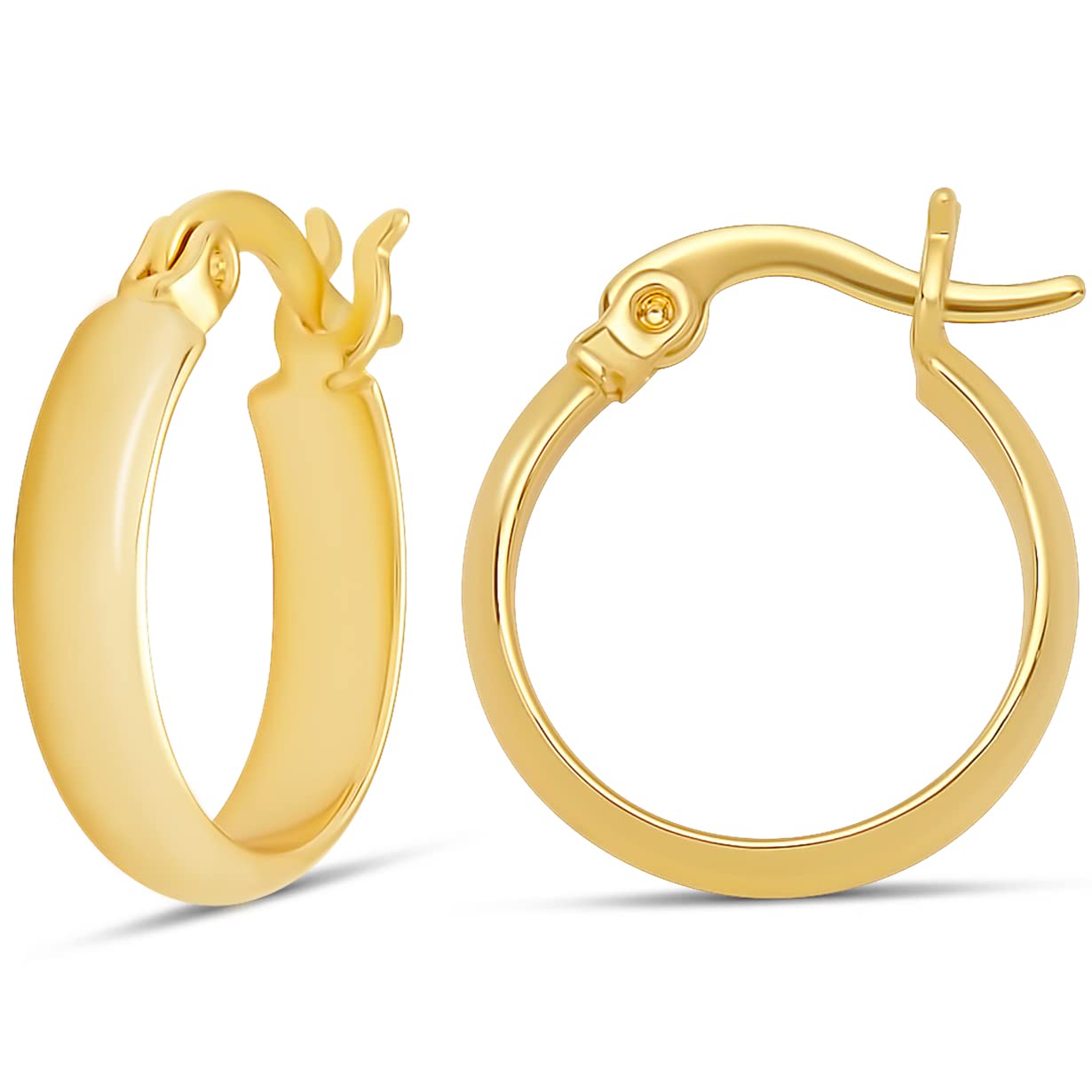 Amazon Essentials 14K Gold Plated Chunky Rounded Hoop 15mm, Yellow Gold
