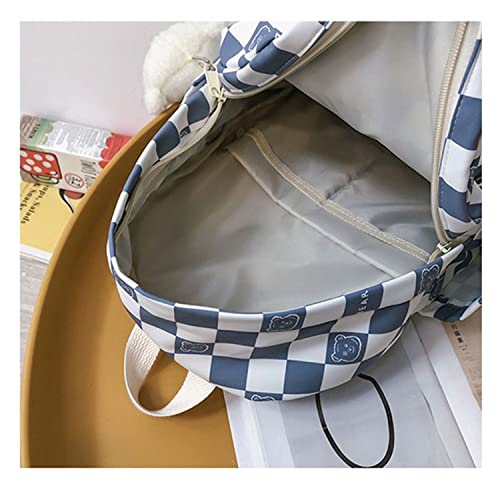 Preppy Aesthetic Mini Cute Fresh Checkered Backpack Plaid backpack School Bookbag Lightweight Bookbag Supplies Travel Bag for Girls (Blue)