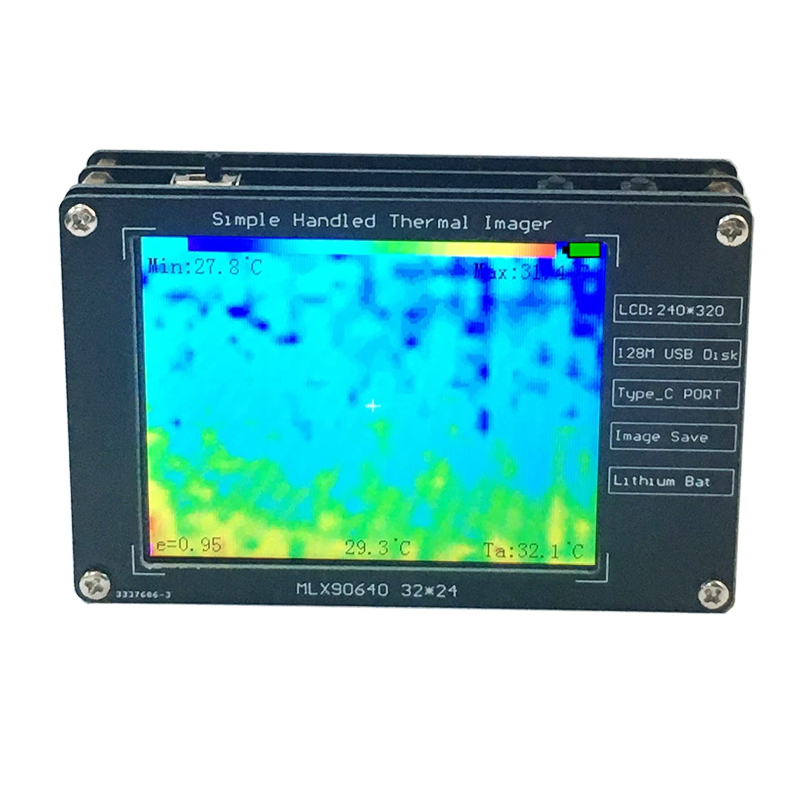 Upgraded MLX90640 Infrared Thermal Imager Portable Infrared Thermal Sensor High Accuracy Camera Temperature Tester Detection Non-Contact Measurement Buillt in Battery.