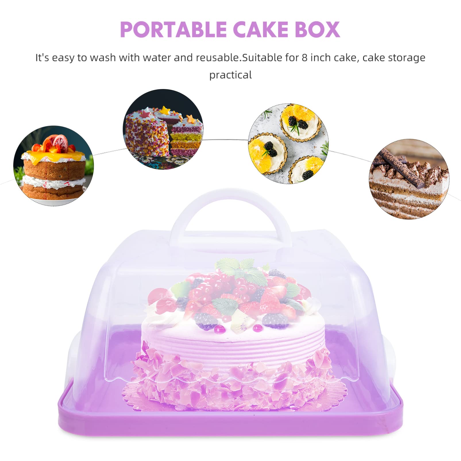 LIFKOME Portable Cake Carrier Handle Cake Container Holder Lid Cake Stand Transport Storage