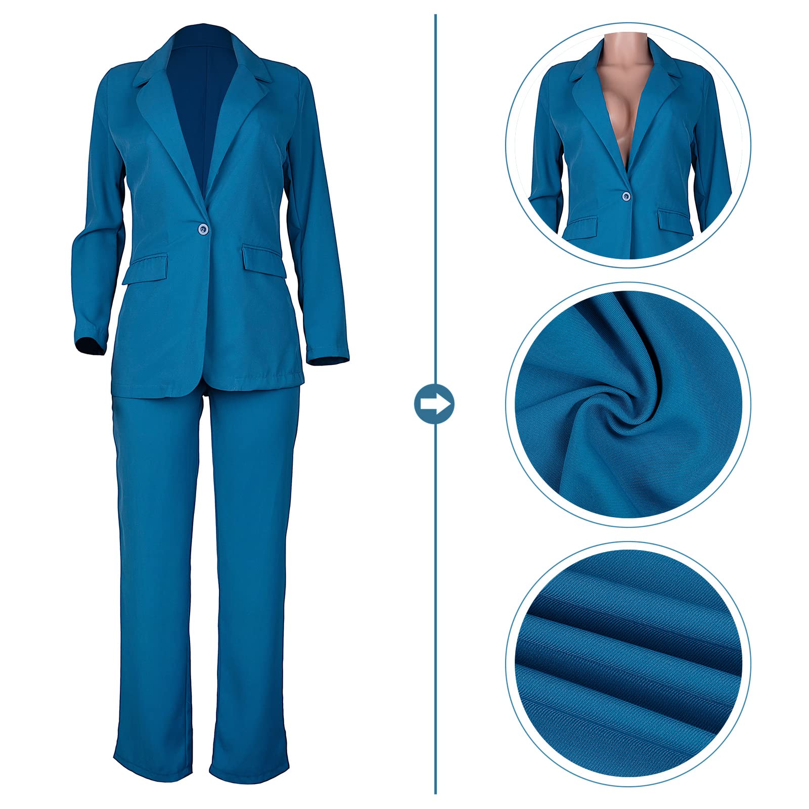 HuiSiFang Business Suit Set for Women Office Outfits Blazer Jackets + High Waist Straight Leg Pants