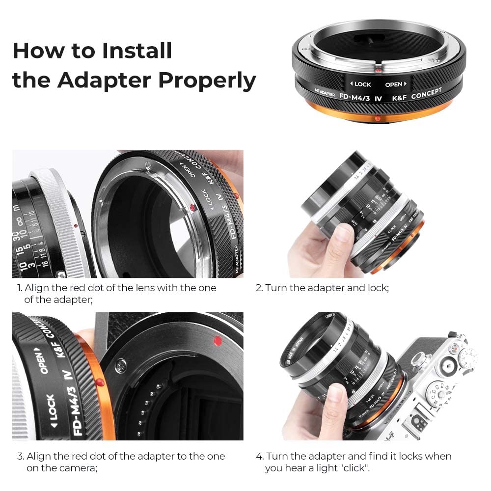 K&F Concept IV PRO FD-M4/3 MFT Lens Mount Adapter, Compatible with Canon FD/FL Series Lens to M4/3 M43 Micro Four Thirds Mount Camera with Matting Varnish Design