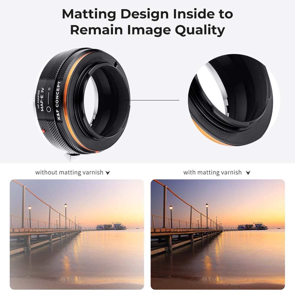 K&F Concept IV PRO MAF-NEX Lens Mount Adapter Manual Focus Compatible with Minolta AF/Sony Alpha A Series Lens to Sony-E NEX Mount Camera Body with Matting Varnish Design