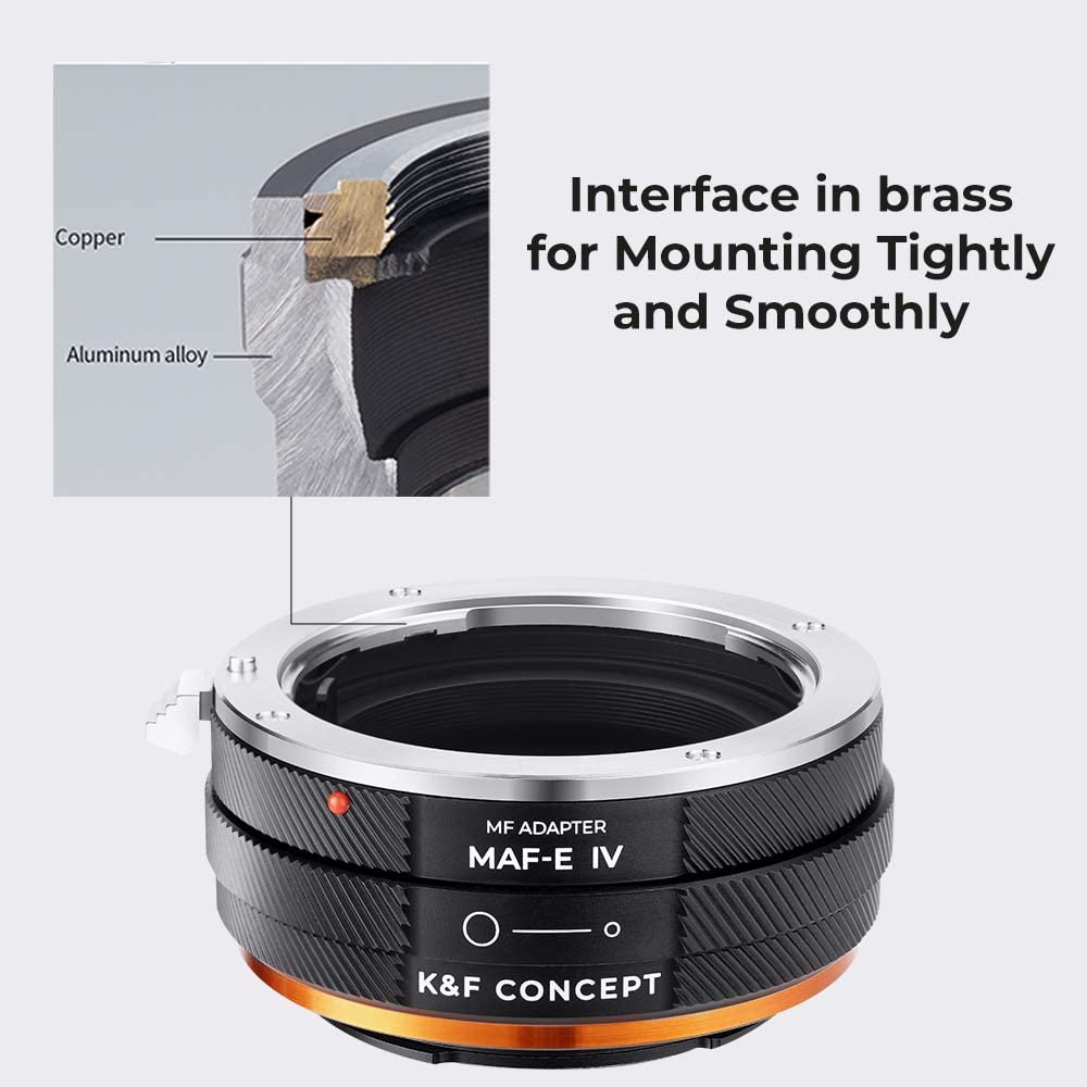 K&F Concept IV PRO MAF-NEX Lens Mount Adapter Manual Focus Compatible with Minolta AF/Sony Alpha A Series Lens to Sony-E NEX Mount Camera Body with Matting Varnish Design