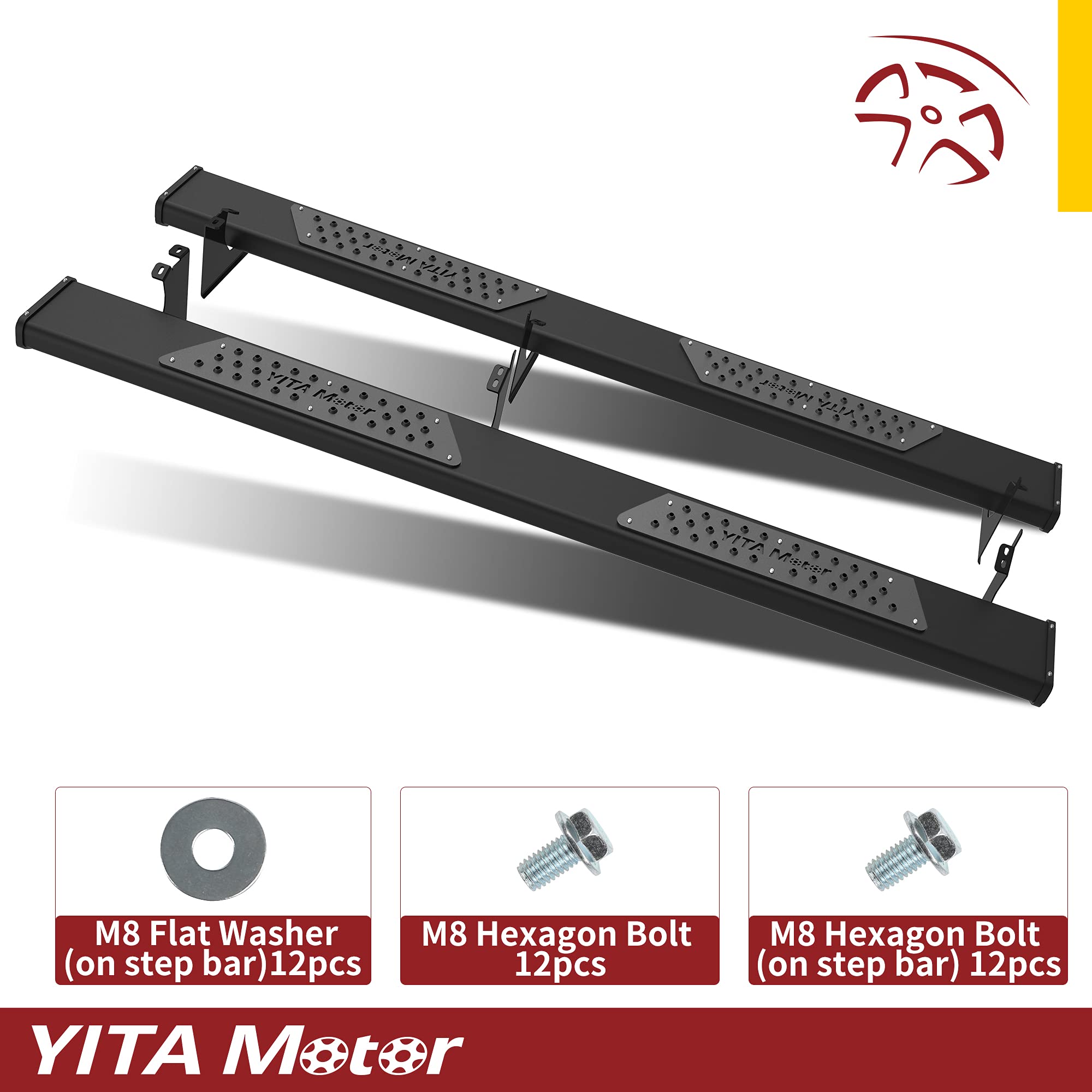 YITAMOTOR 6.5 Inches Running Boards Compatible with 2005-2023 Toyota Tacoma Double/Crew Cab (4 Full-Size Doors), Truck Side Steps Aluminum Nerf Bars