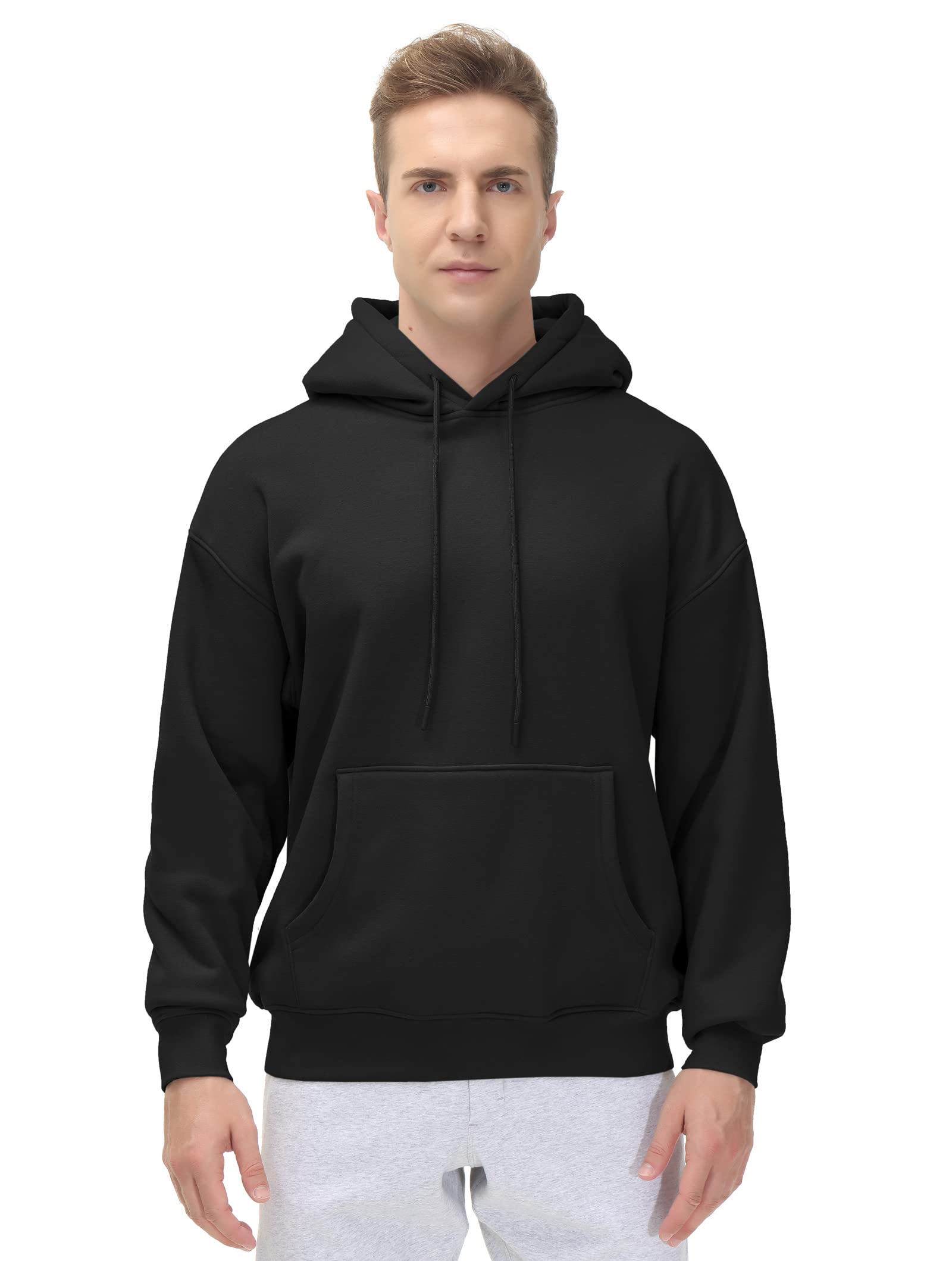 THE GYM PEOPLE Men's Fleece Pullover Hoodie Loose Fit Ultra Soft Hooded Sweatshirt With Pockets Black
