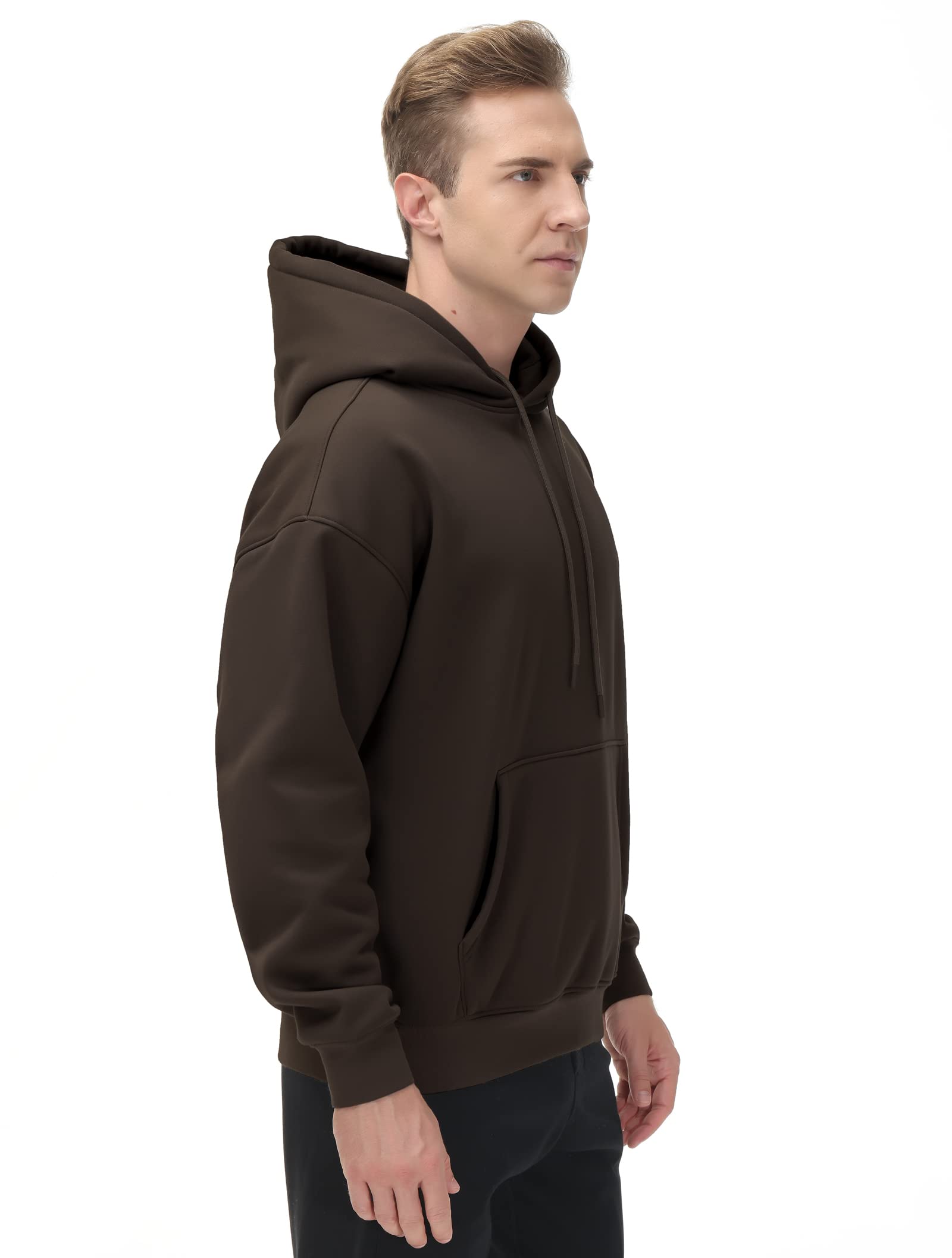 THE GYM PEOPLE Men's Fleece Pullover Hoodie Loose Fit Ultra Soft Hooded Sweatshirt With Pockets Brown