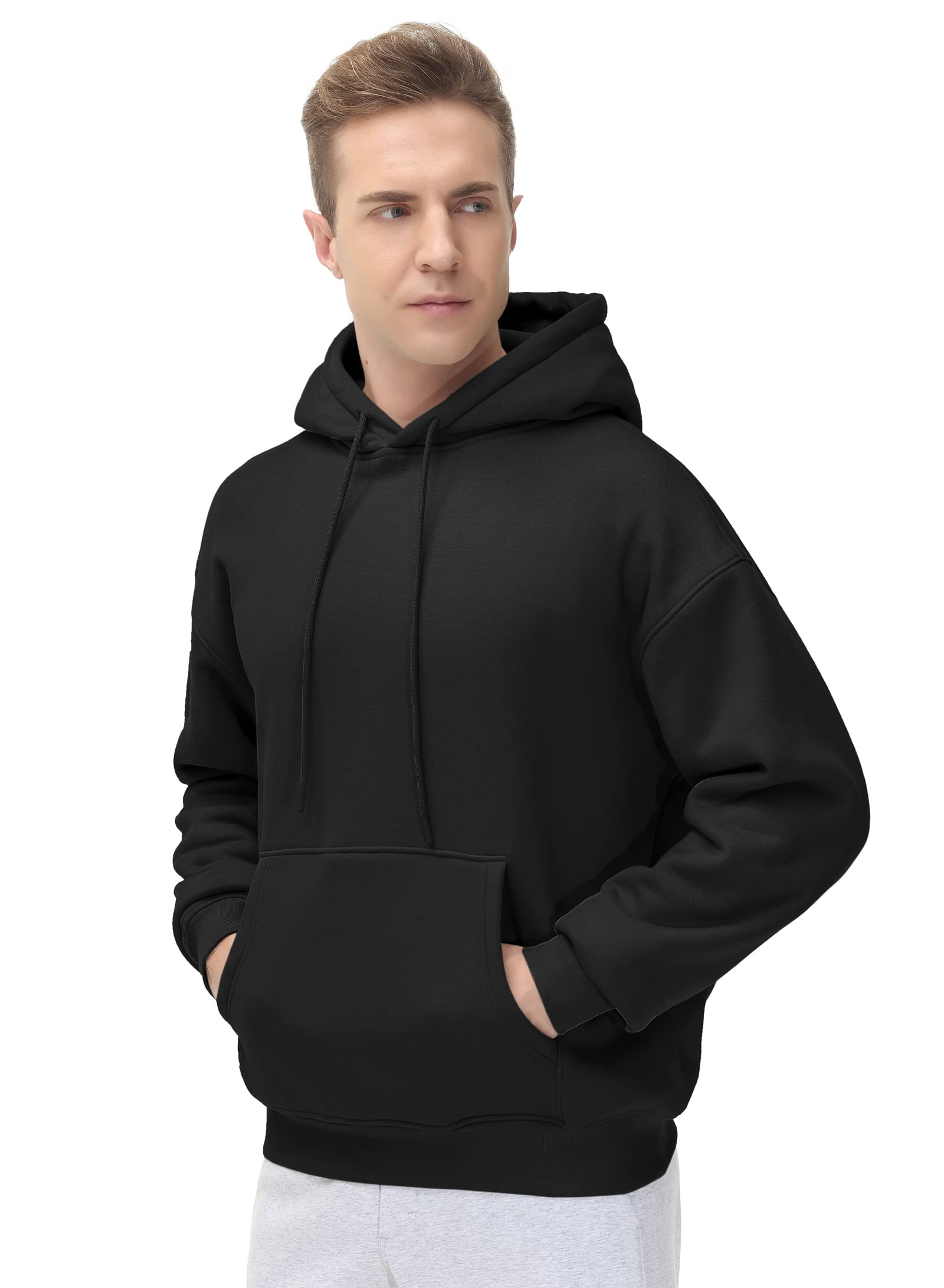 THE GYM PEOPLE Men's Fleece Pullover Hoodie Loose Fit Ultra Soft Hooded Sweatshirt With Pockets Black
