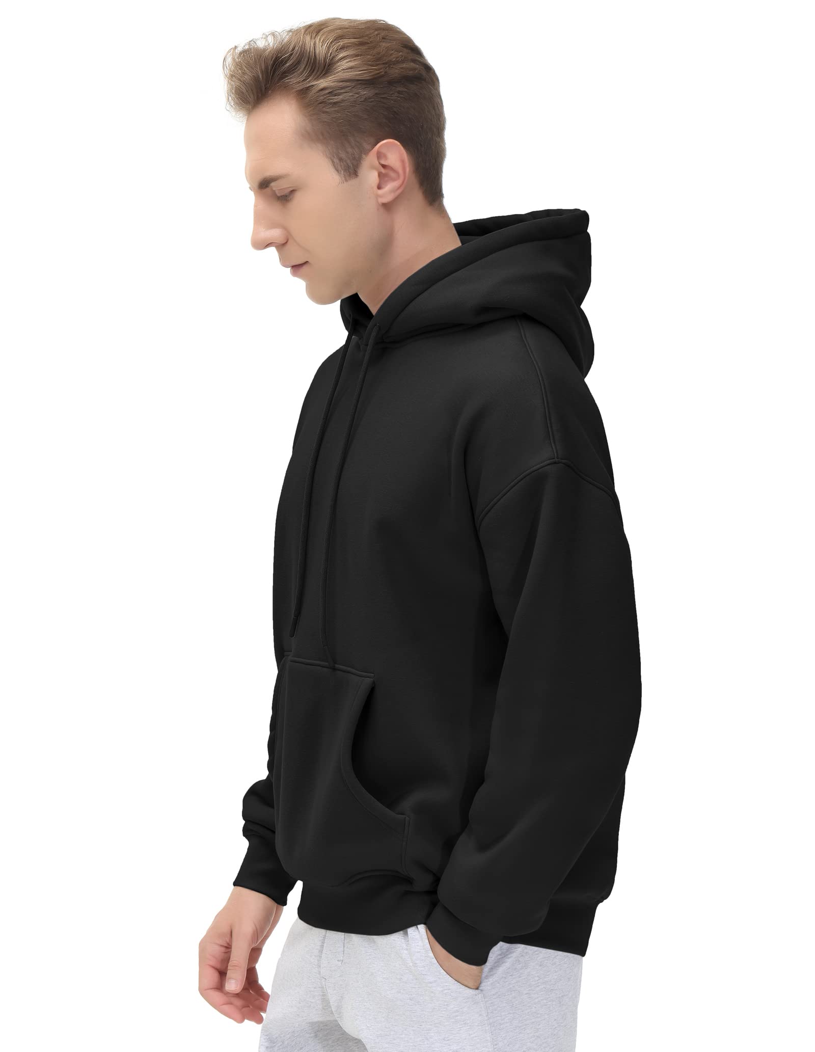THE GYM PEOPLE Men's Fleece Pullover Hoodie Loose Fit Ultra Soft Hooded Sweatshirt With Pockets Black