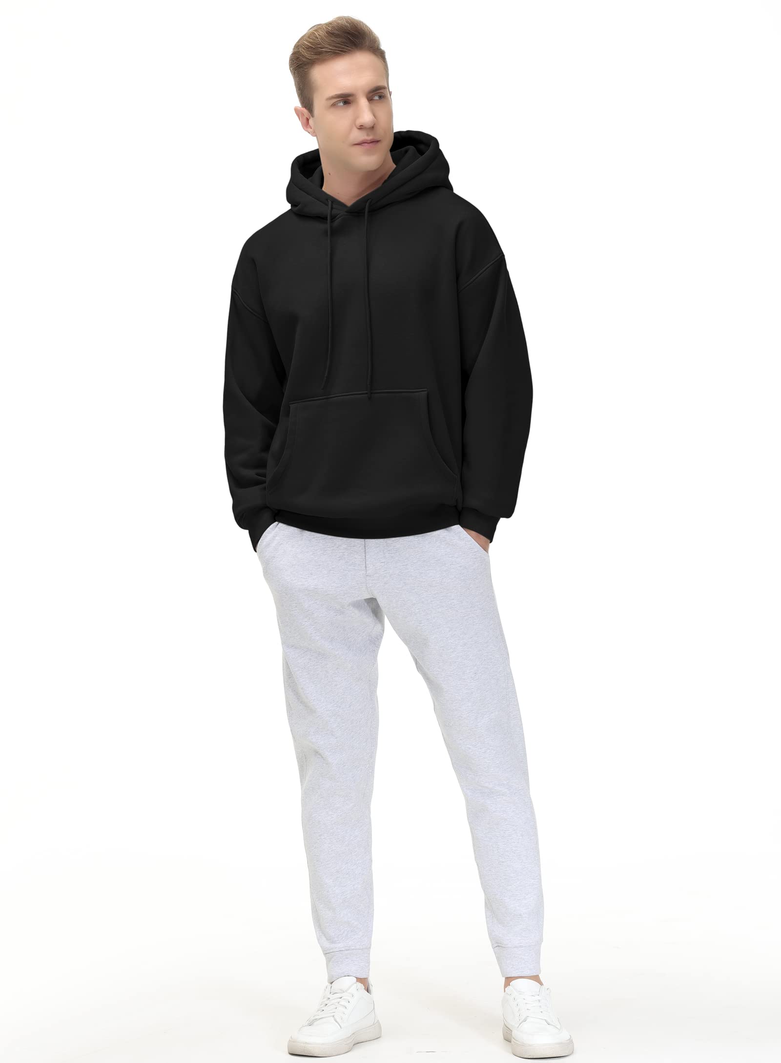 THE GYM PEOPLE Men's Fleece Pullover Hoodie Loose Fit Ultra Soft Hooded Sweatshirt With Pockets Black