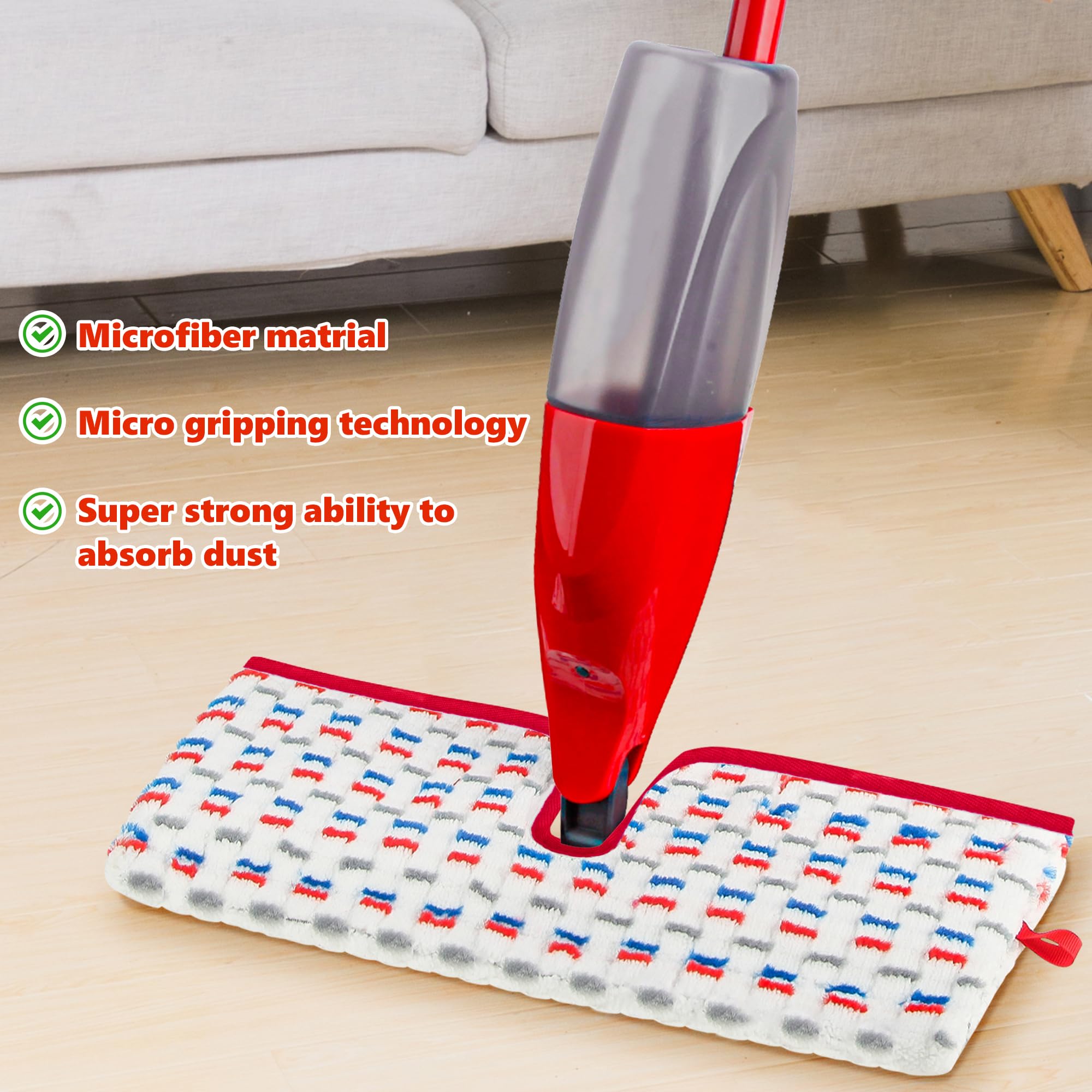 4 Pack Mop Refill Pads Compatible with O-Cedar ProMist MAX Spray Mop Reusable Mop Pads Microfiber Mop Replacement Heads Dry Wet Use Double Sided Machine Washable for All Surface Floor Cleaning