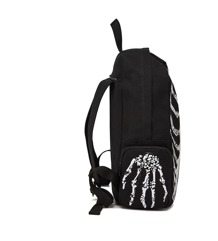 Funny Skull Backpack Laptop Travel Daypack, Skeleton Black School Backpack fpr Teen Girls Boys