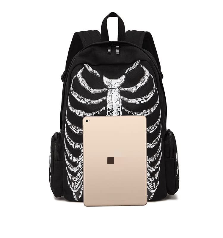 Funny Skull Backpack Laptop Travel Daypack, Skeleton Black School Backpack fpr Teen Girls Boys