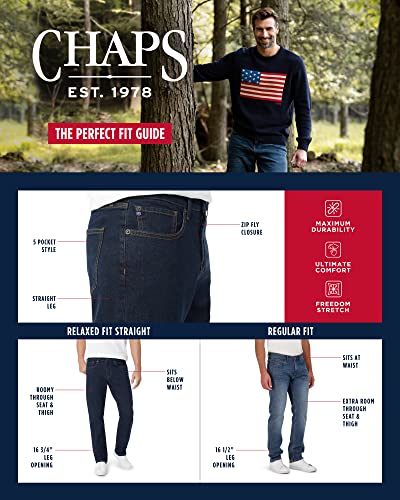 Chaps Men's Jeans - Straight Leg Comfort Stretch Denim Jeans - Regular Slim Fit Jeans for Men, Size 38W x 30L, Armour Wash