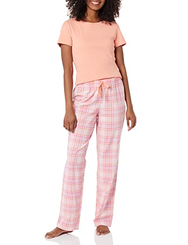 Amazon Essentials Women's Flannel Pajama Sleep Pant - Discontinued Colors, Light Pink Peach Plaid, 5X