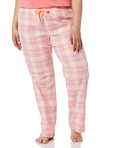Amazon Essentials Women's Flannel Pajama Sleep Pant - Discontinued Colors, Light Pink Peach Plaid, 5X