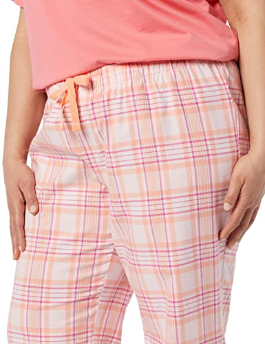Amazon Essentials Women's Flannel Pajama Sleep Pant - Discontinued Colors, Light Pink Peach Plaid, 5X
