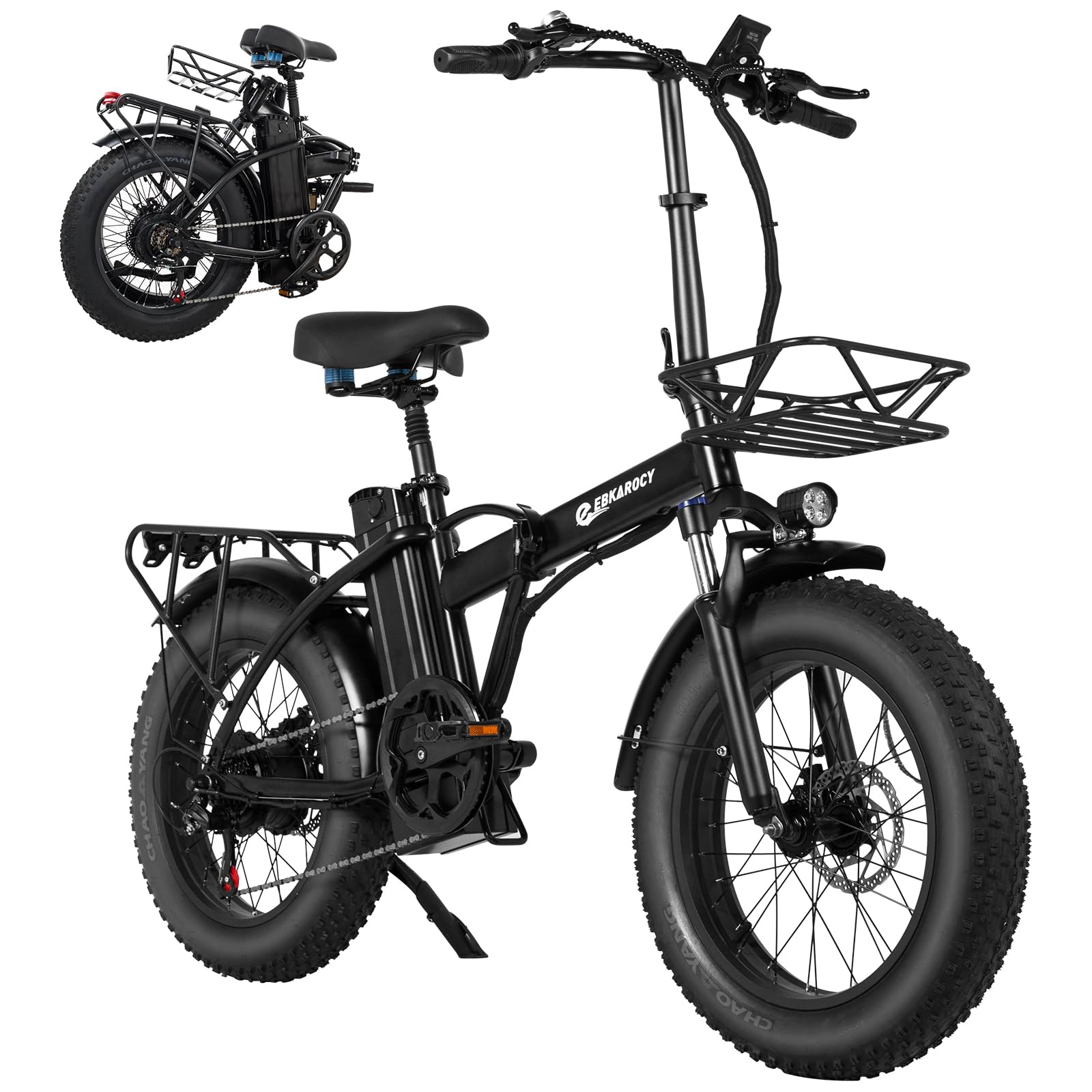 EBKAROCY Electric Bike for Adults, 20" Fat Tire, 750W Motor, 48V 15AH Battery, 30MPH Speed, Shimano 7 Speed, Adult Electric Bicycles for Commute, Mountain Beach Snow
