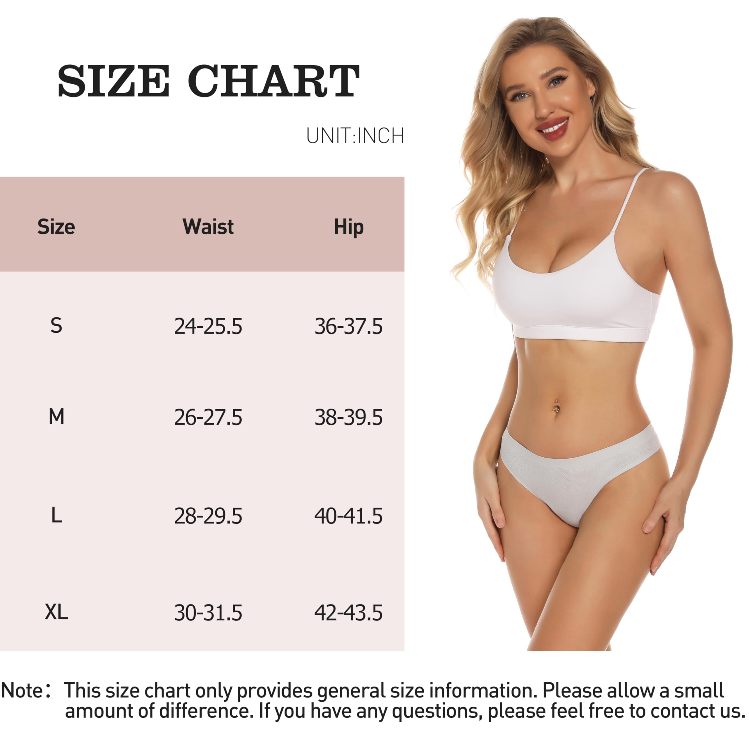 Jaywan Seamless Thongs Underwear for Women Breathable Stretch Thong Panties No Show Thong 6 Pack S-XL