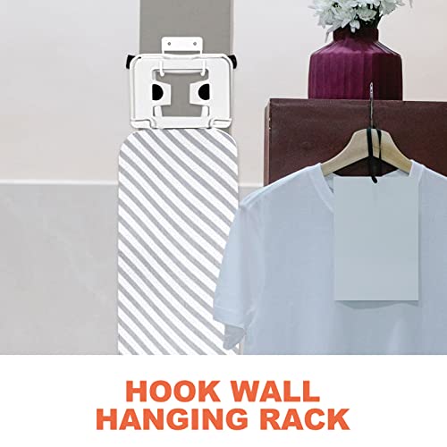 Zerodeko 1 Set Iron Board Hanger Ironing Board Hook for Wall Iron Holder Wall Mount Household Hooks Wall Mount Iron Board Holder Folding Shelf Key Hanger White Storage Bracket