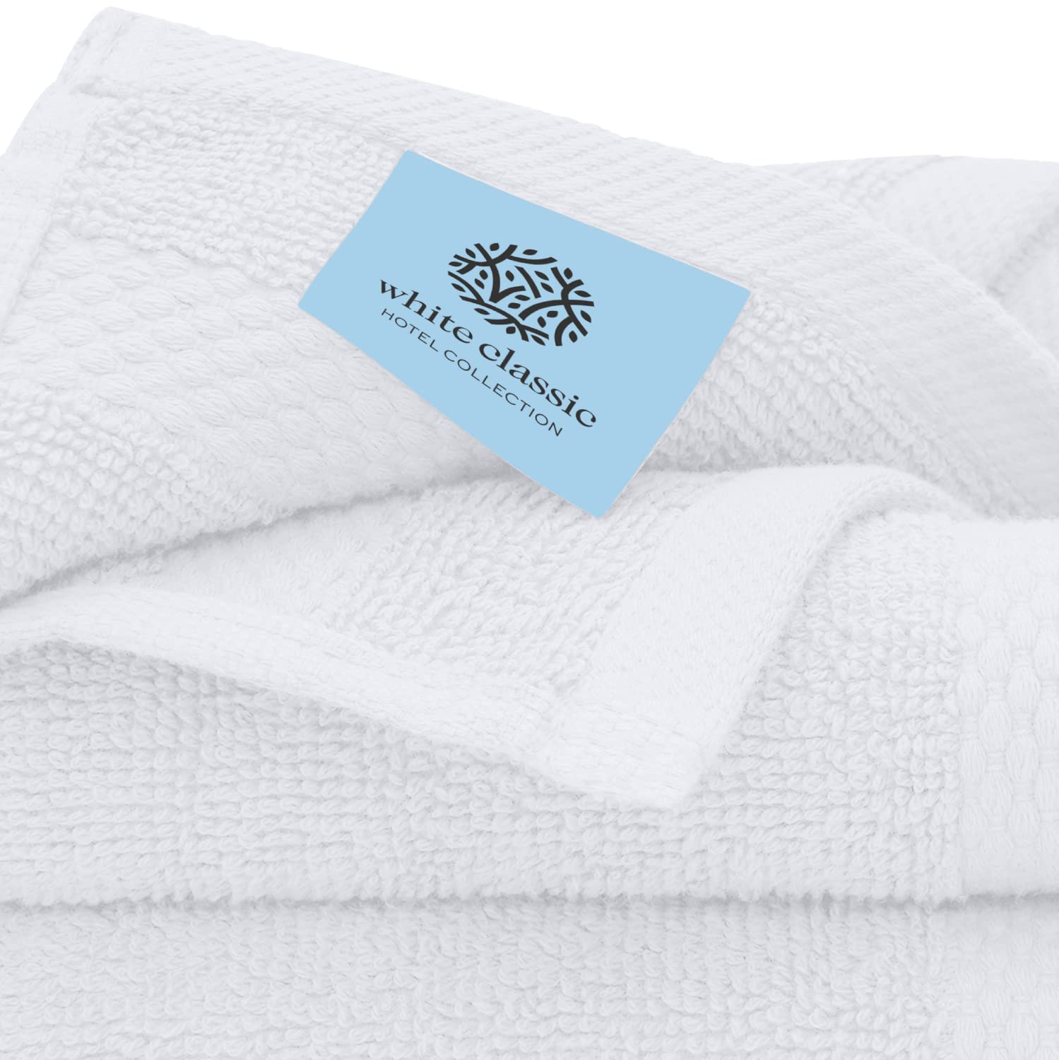 White Classic 8-Piece White Towel Set [2 Bath Towels, 2 Hand Towels, 4 Washcloths] and 12 Luxury White Washcloths 13 x 13 | Cotton, Highly Absorbent and Quick Dry for Hotels, Spa and Bathroom