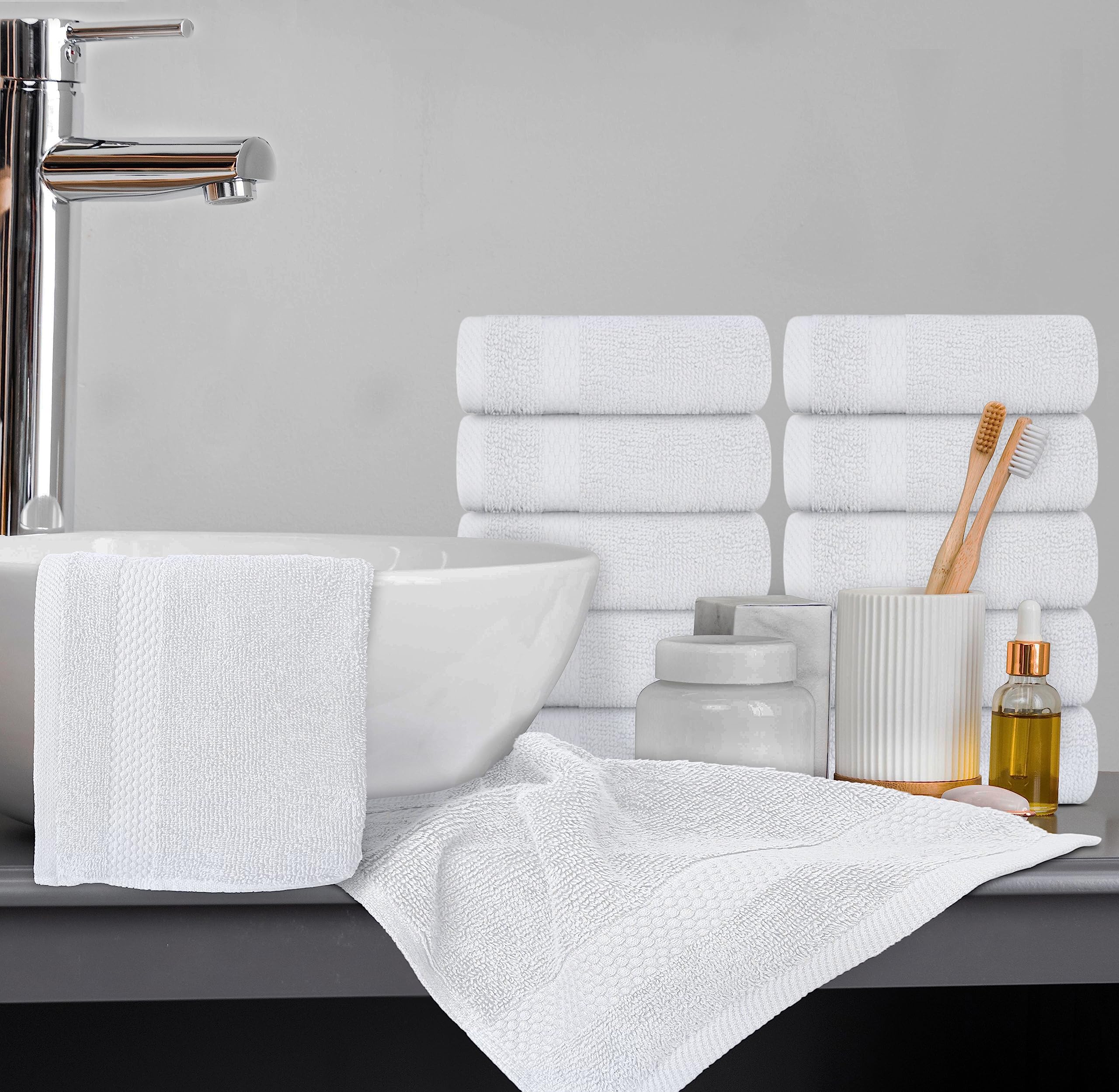 White Classic 8-Piece White Towel Set [2 Bath Towels, 2 Hand Towels, 4 Washcloths] and 12 Luxury White Washcloths 13 x 13 | Cotton, Highly Absorbent and Quick Dry for Hotels, Spa and Bathroom