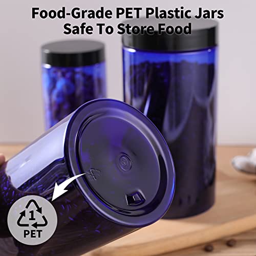 AEGISMILE PLastic jars with lids 32 OZ & 16 OZ 24 Pcs Plastic Storage Jars Containers with Airtight Black Plastic Screw On Lids Large Round Jars Easy Clean for Household and Kitchen Organizing