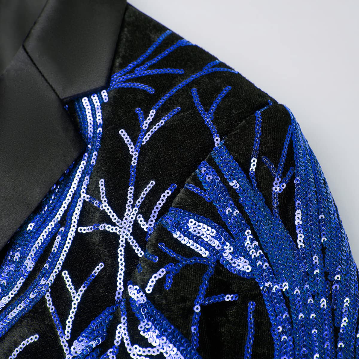 Men Black Sequin Shiny Prom Suit Jacket One Button Slim Fit Sport Coats and Blazers Tuxedo for Wedding Banquet