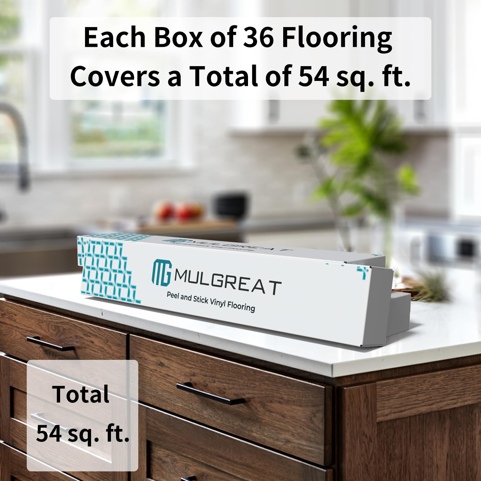 MULGREAT Peel and Stick Floor Tile, 54 Sq.Ft Self Adhesive Vinyl Flooring Plank, 36 Pieces Waterproof Heavy Duty Wood Grain Tiles, 36"x6" DIY Planks for Apartment Bathroom, Wooden Knot Pattern