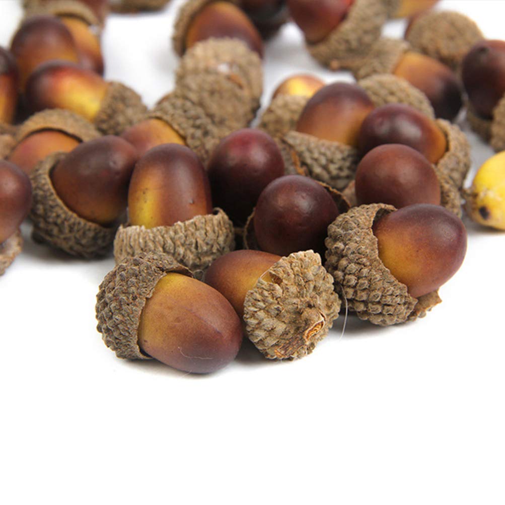 Artificial Acorns 60pcs Lifelike Simulation Acorn with Natural Cap Small Lifelike Acorns Simulation Fruit Props for DIY Crafting Wedding Festival Party Favor