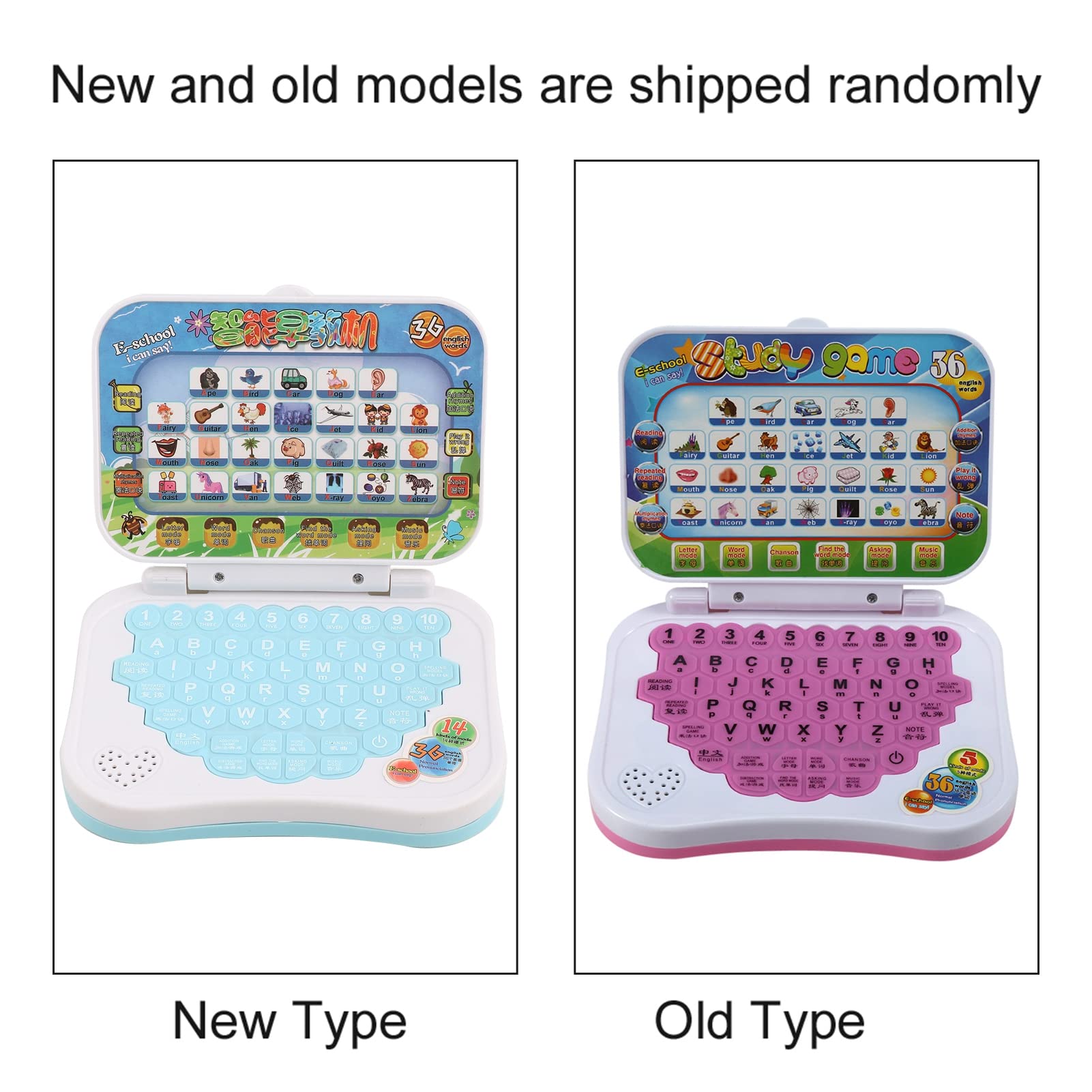 Alomejor Kids Laptop, Baby Bilingual Educational Electronic Learning Toys Children Computer Game for Gifts