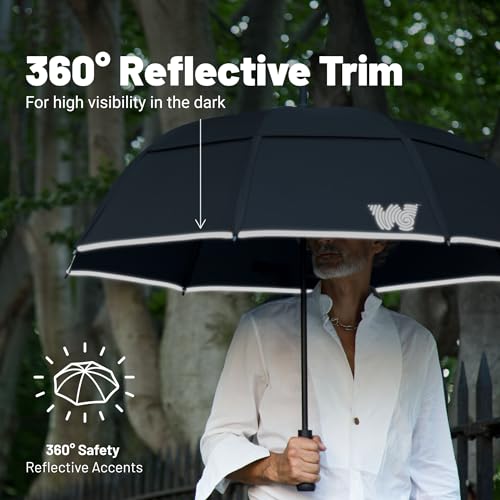 Weatherman Umbrella - Stick Umbrella - Windproof Umbrella Resists Up to 55 MPH Winds - (White)