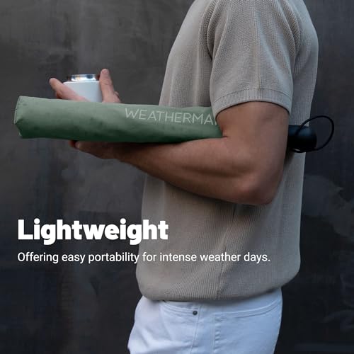 Weatherman Umbrella - Premium Collapsible Small Travel Umbrella Compact - Windproof Umbrella Resists Up to 55 MPH Winds - Travel Umbrellas for Rain, Wind, Backpack, Car Umbrella - Portable Compact Umbrella Easy Auto Open w/ Strong Fiberglass Frame - Foldi