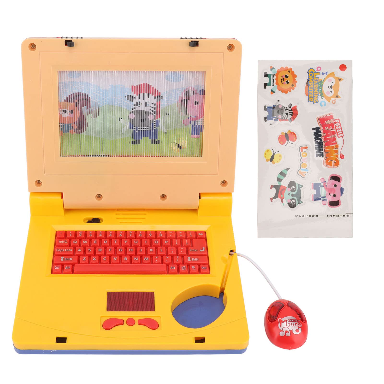 LBEC Kids Learning Laptop, Play Laptop Computer Electronic Educational Learning Computer Simulation Music Preschool Learning Toys with Retractable Mouse for Early Learning, Yellow (LBEC34ump51qf0-11)