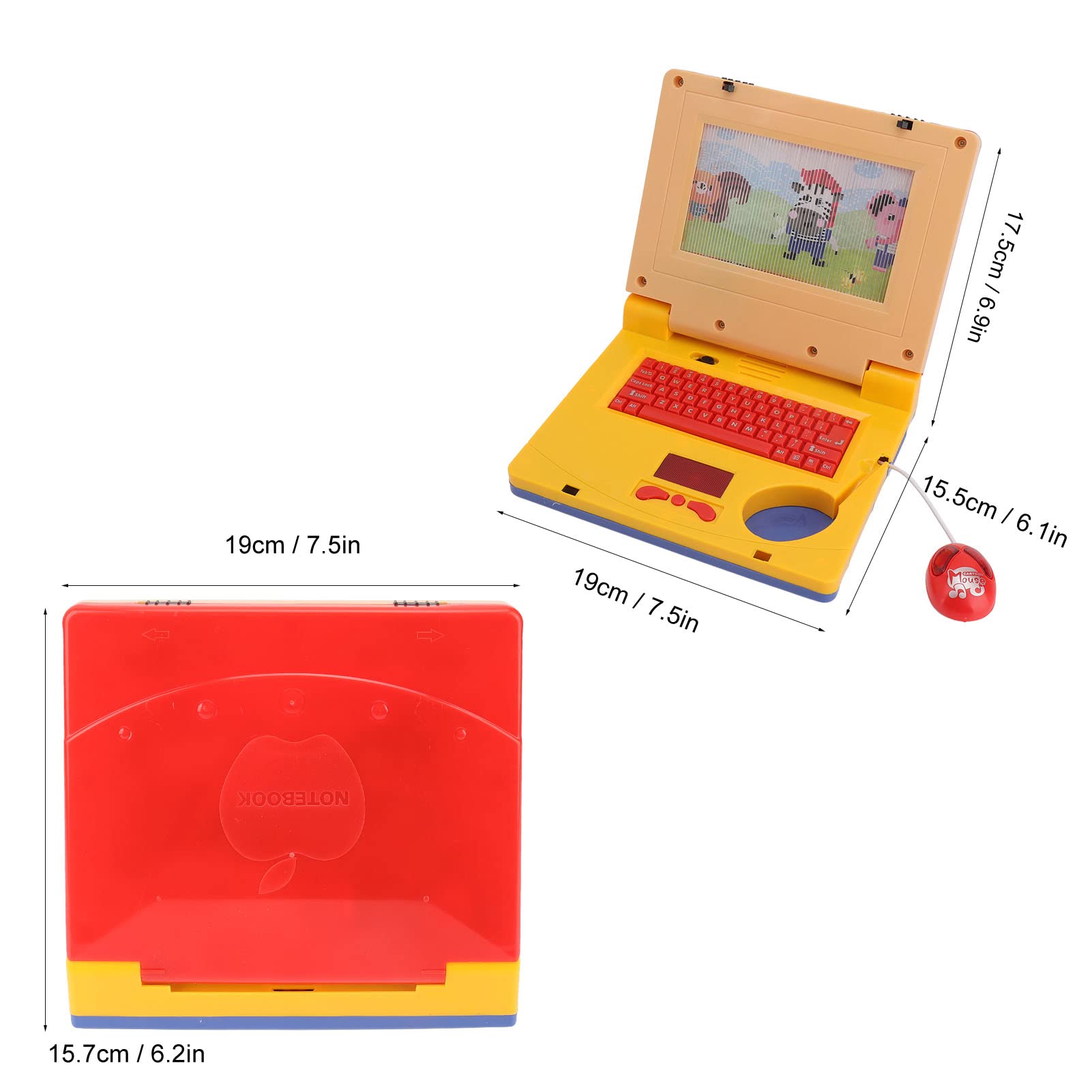 LBEC Kids Learning Laptop, Play Laptop Computer Electronic Educational Learning Computer Simulation Music Preschool Learning Toys with Retractable Mouse for Early Learning, Yellow (LBEC34ump51qf0-11)