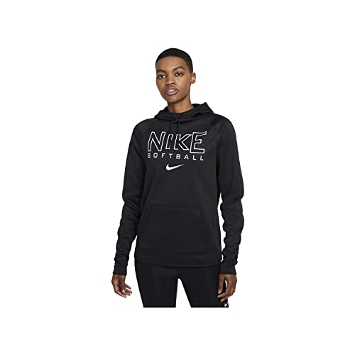 Nike Women's Softball Therma Fleece Hoodie (as1, alpha, l, regular, regular, Black/White)