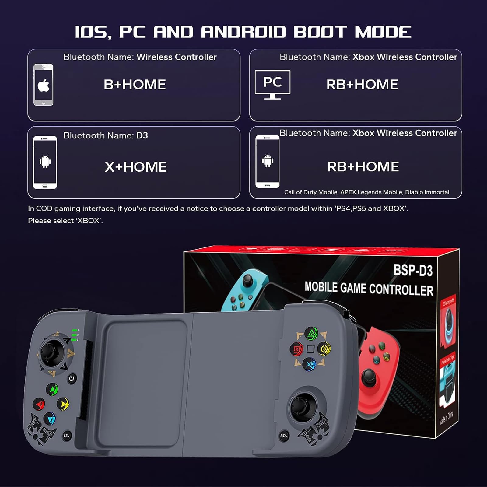 Megadream Mobile Game Controller Gamepad for iPhone iOS Android PC: Works with iPhone 16/15/14/13/12/11, iPad, Samsung Galaxy, TCL, Tablet, Call of Duty, Black Desert Mobile - Directly Play (Grey)