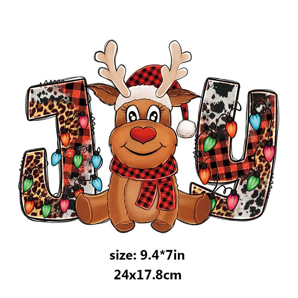 Iron on Decals & Patches - 3 Sheets Heat Transfer Stickers - Christmas Tree, Car, Deer Patterns for T-Shirts, Pillow, Hoody, Bag