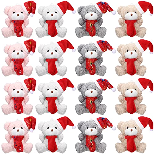 Zomiboo 12 Pcs Easter Bunny Bear Koala 4 Inch Mini Animal Plush Toys Soft Cute Dolls Sleeping and Playing Stuffed Toys Gifts for DIY Baby Shower Party(Bear with Hat,Pink/Yellow/White/Gray)