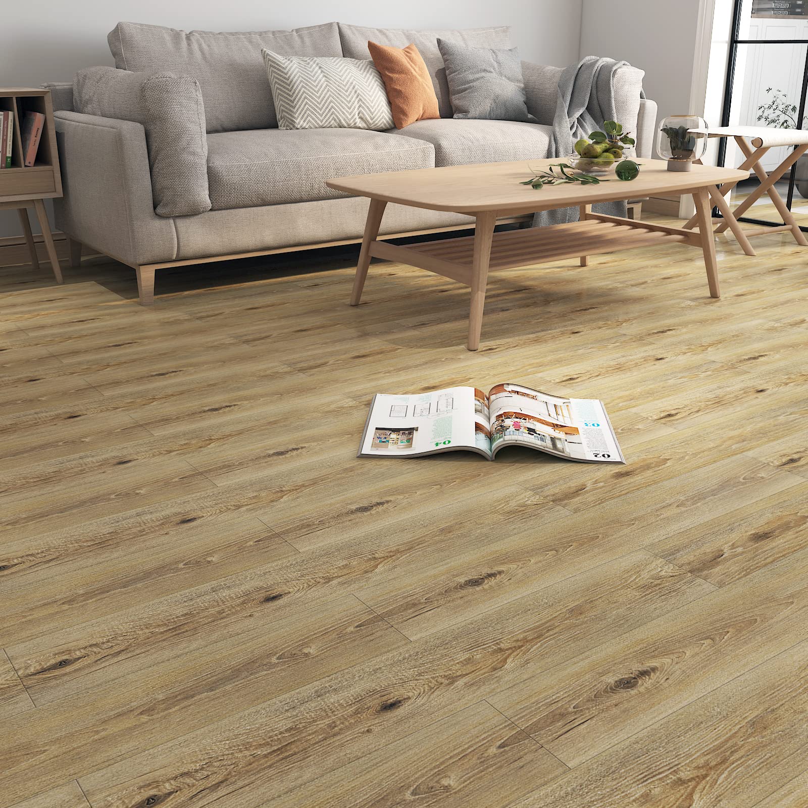 LaCheery Peel and Stick Floor Tile Wood Look 6"x36" Grey Plank Vinyl Flooring Tiles Peel and Stick Waterproof for Bathroom Kitchen Floor Tile Sticker Self Adhesive Vinyl Flooring Roll Removable 4-Pack