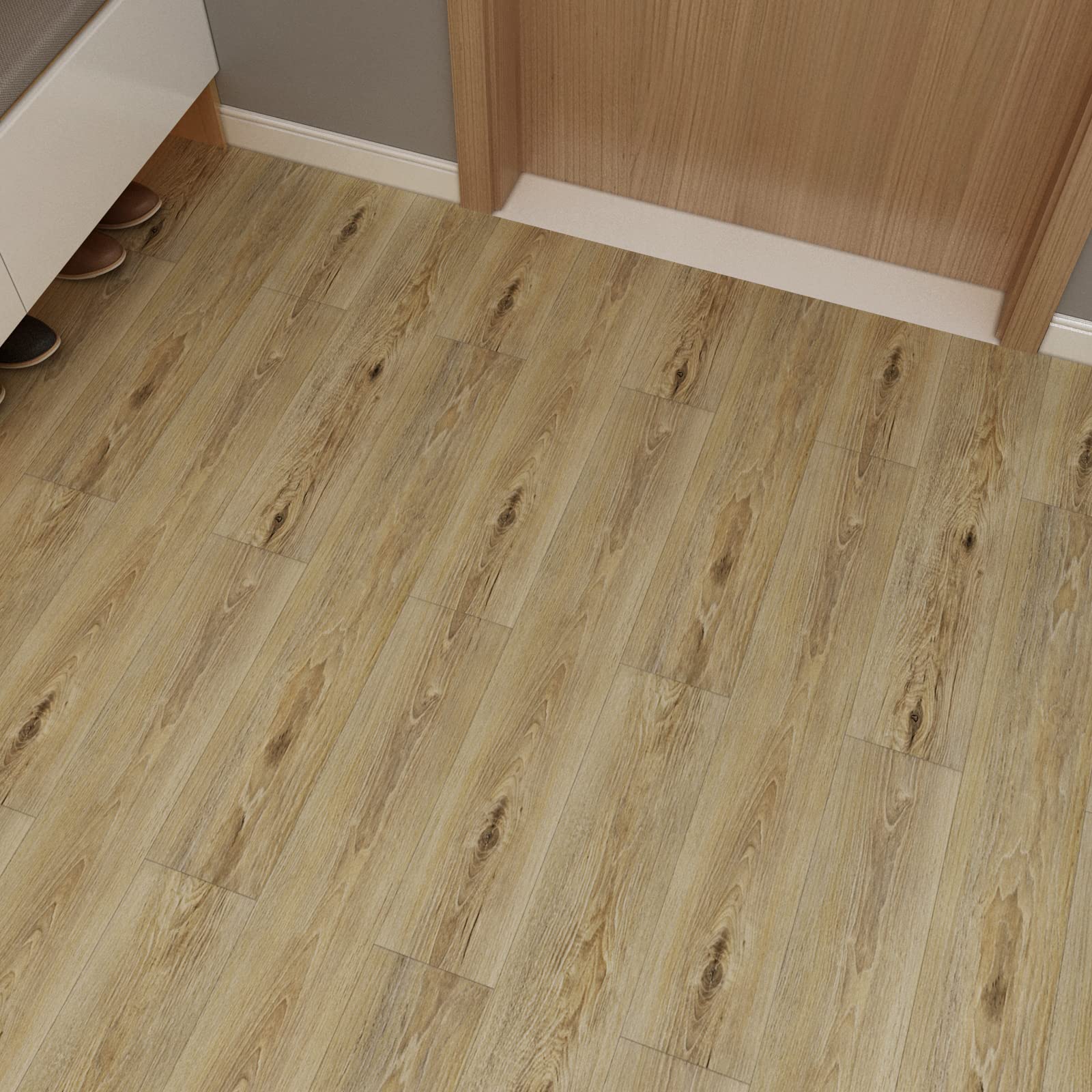 LaCheery Peel and Stick Floor Tile Wood Look 6"x36" Grey Plank Vinyl Flooring Tiles Peel and Stick Waterproof for Bathroom Kitchen Floor Tile Sticker Self Adhesive Vinyl Flooring Roll Removable 4-Pack