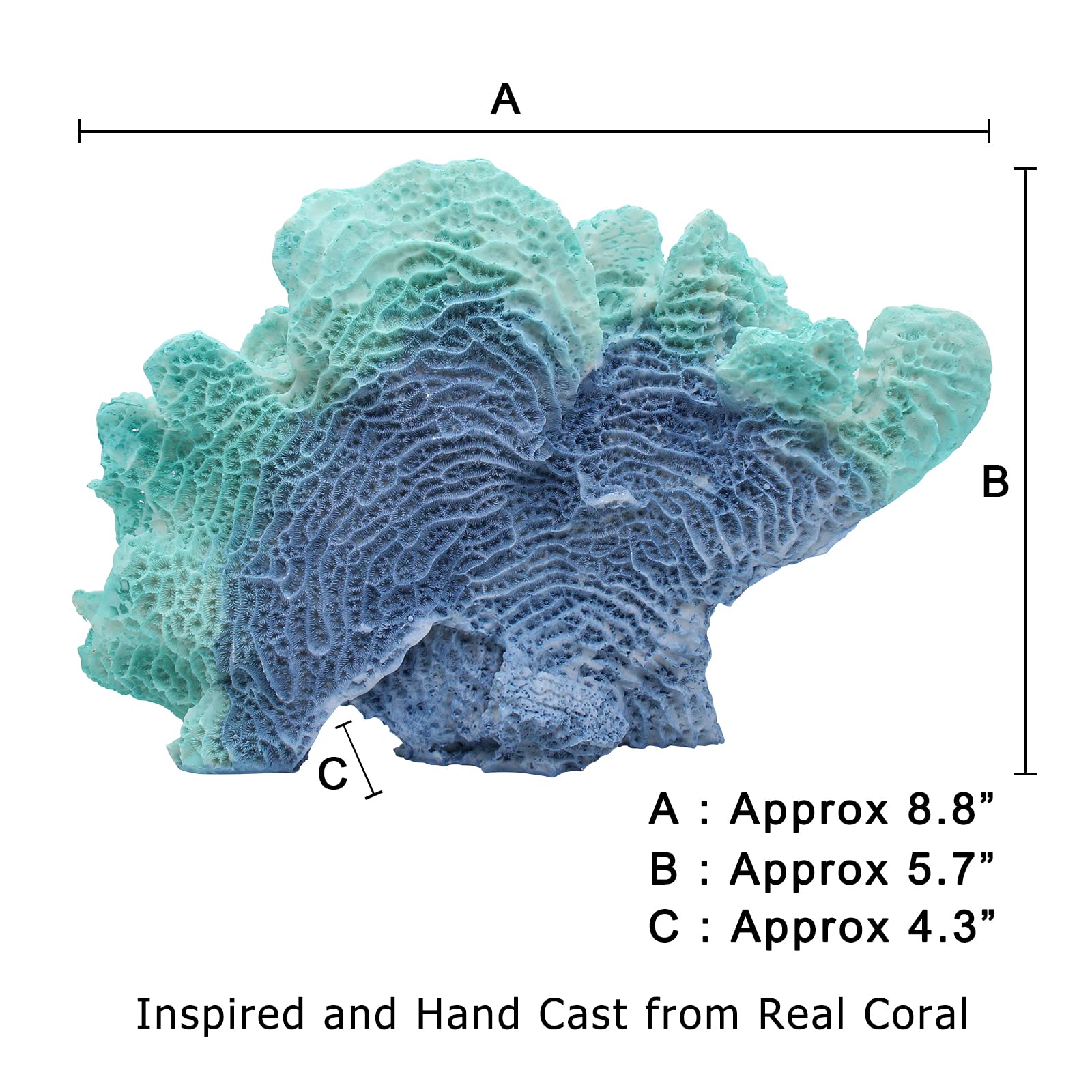 ALIWINER Blue Faux Coral Reef Statue - Resin Sea Coral Sculpture for Tabletop, Home, Living Room - Coastal Beach Decor
