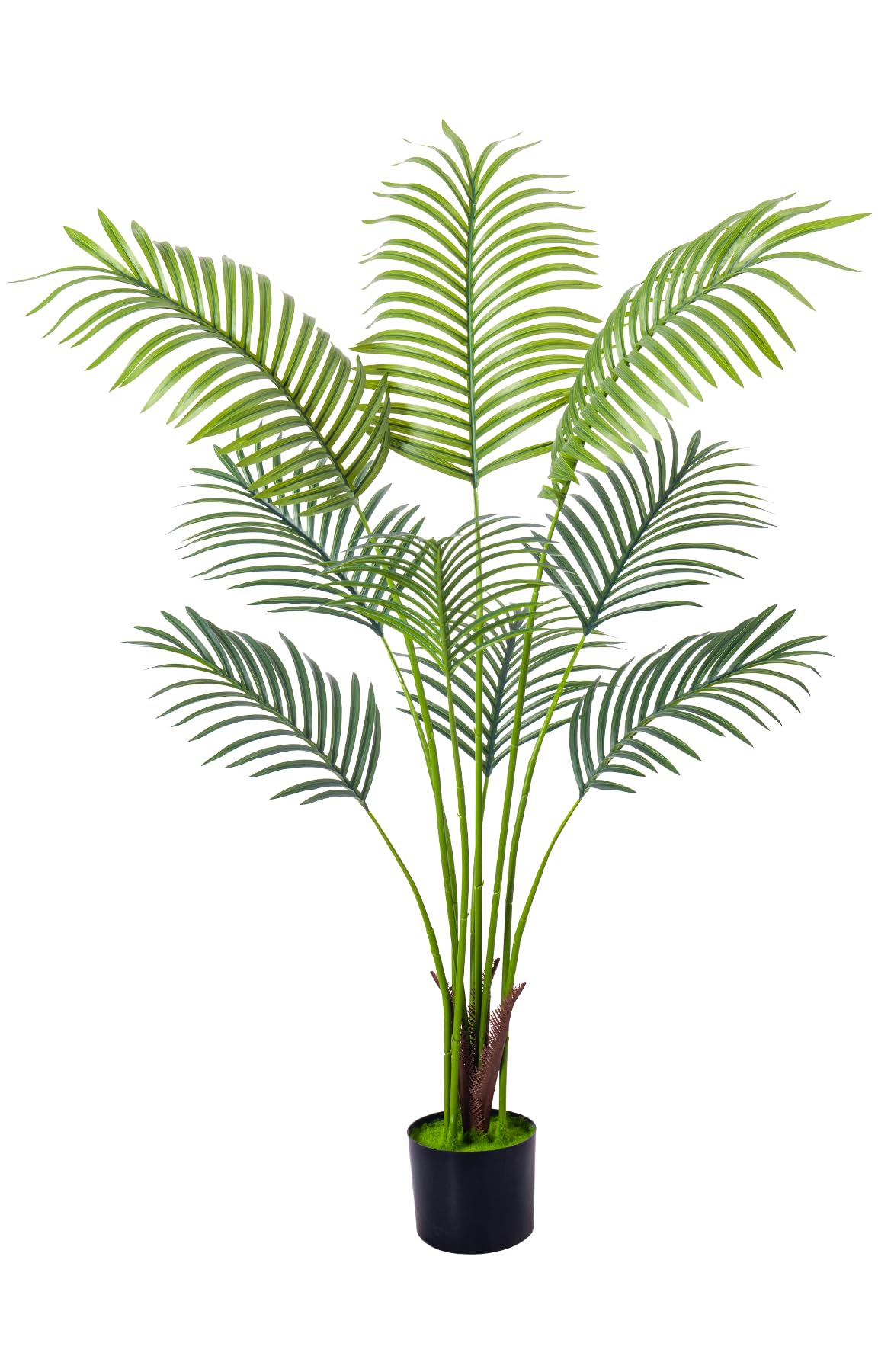 Aphighjoy 4FT Artificial Areca Palm Plant with Natural Trunks & Real Touch Leaves,Fake Palm Tree with Stable Pot, Faux Plant for Indoor Outdoor Modern Decor Housewarming Gift (4 Ft - 1 Pack)