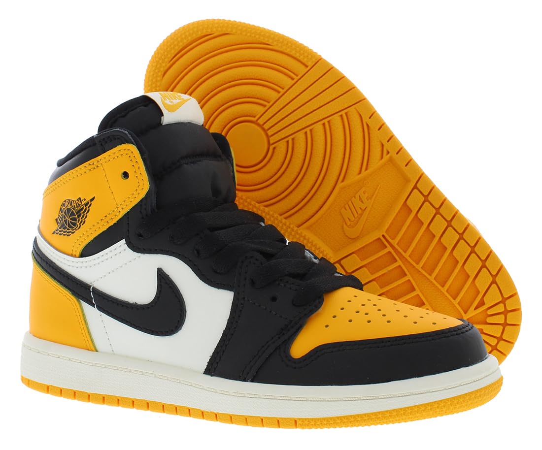 Nike Jordan Preschool Air 1 AQ2664 711 Yellow Toe - Size 2.5Y Black/Taxi/White