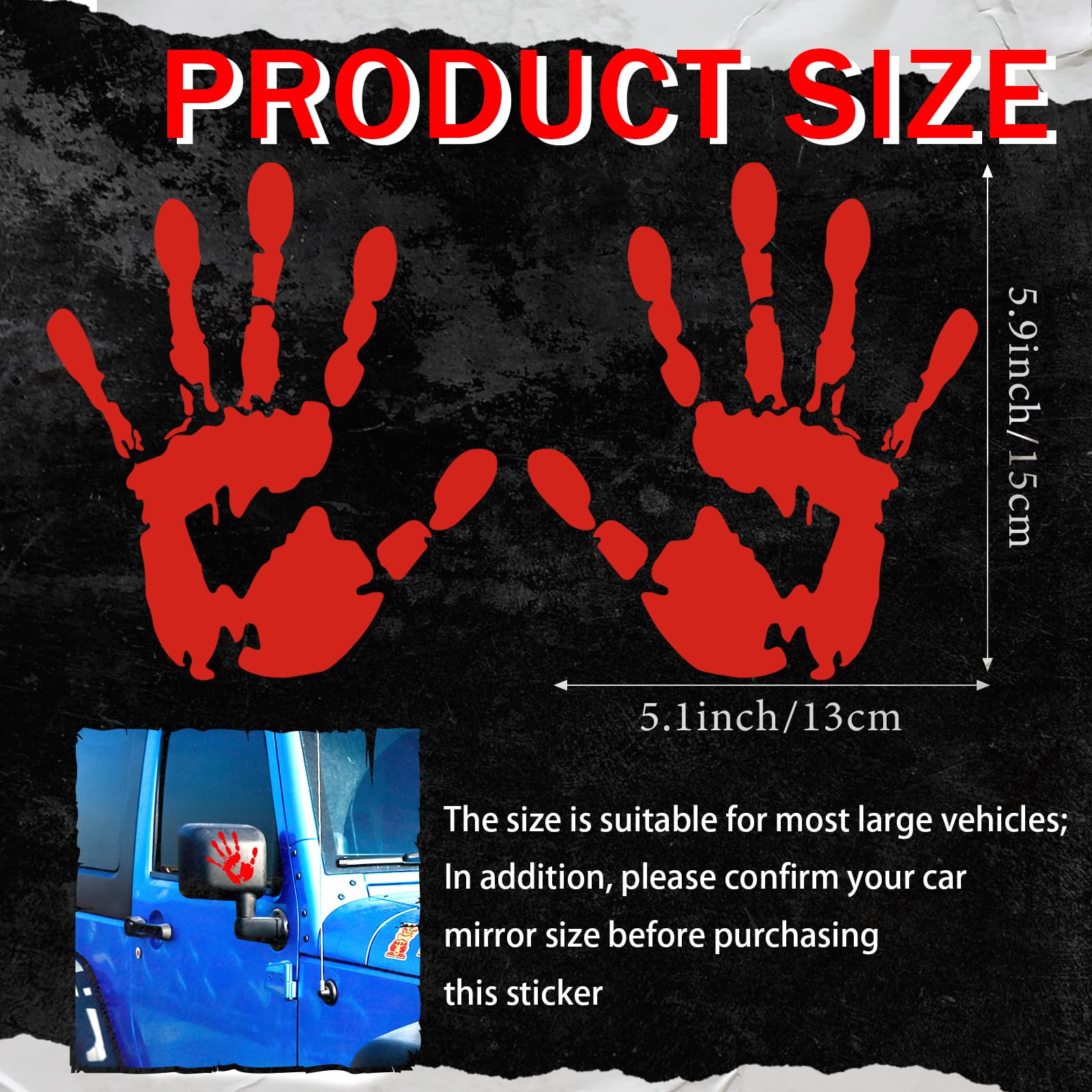Sabary 2 Pcs Wave Stickers Wave Sign Decal Compatible with SUV Off Road Vehicle for Automobile Hand Stickers Car Decoration for Rearview Mirror Left Right(Red)