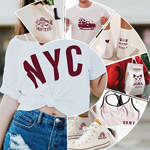 V C VACREER Maroon Heat Transfer Vinyl,HTV Vinyl Rolls Iron on Vinyl for Tshirts Heat Press Easy to Cut and Weed Smooth 12"x5ft