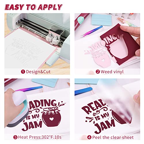 V C VACREER Maroon Heat Transfer Vinyl,HTV Vinyl Rolls Iron on Vinyl for Tshirts Heat Press Easy to Cut and Weed Smooth 12"x5ft