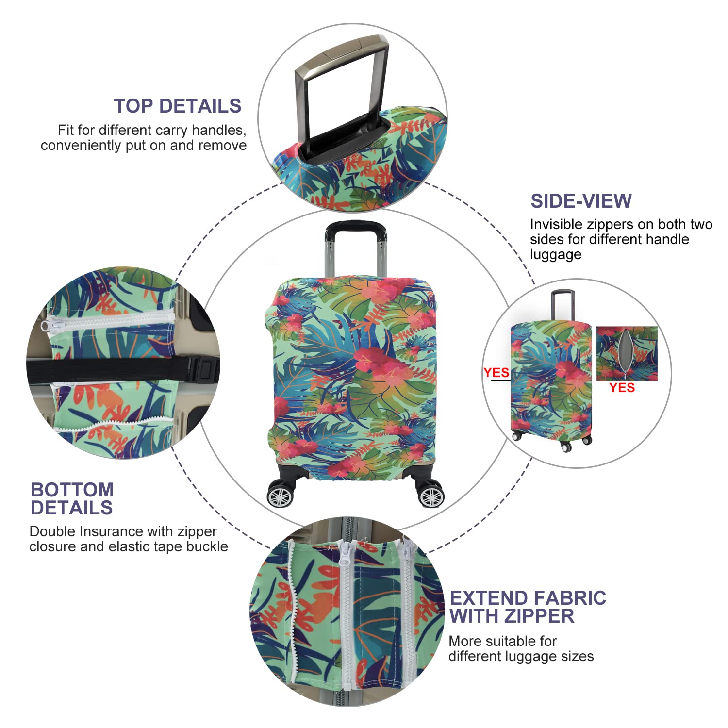 GOXUNYUAN Travel Luggage Cover, Suitcase Protector Bag Fits 26-28 Inch Luggage Colorfulmaple