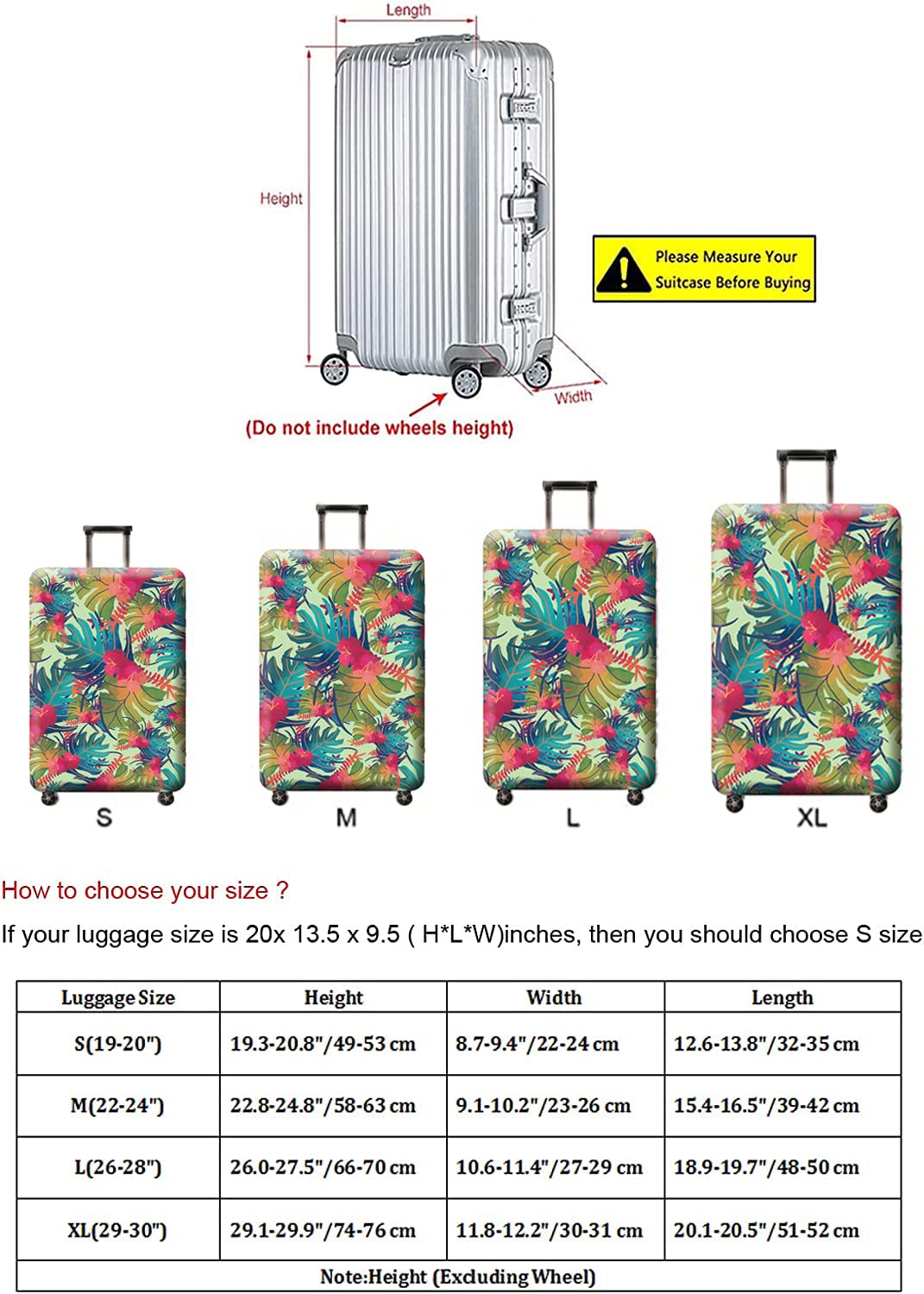GOXUNYUAN Travel Luggage Cover, Suitcase Protector Bag Fits 26-28 Inch Luggage Colorfulmaple